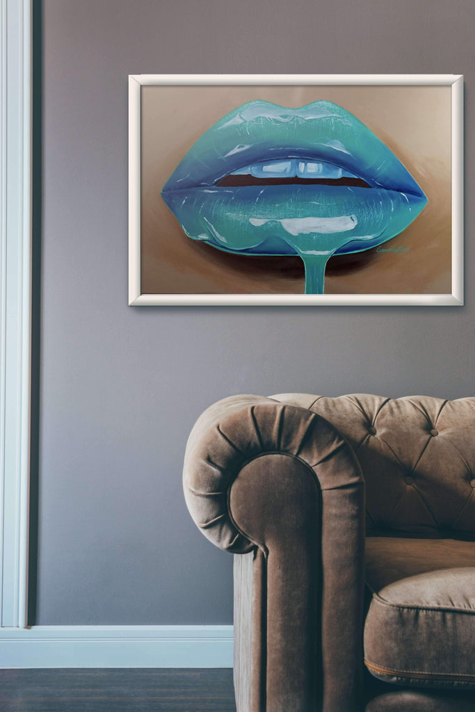 Blue Glossy Lips Print – Giovannie's Originals